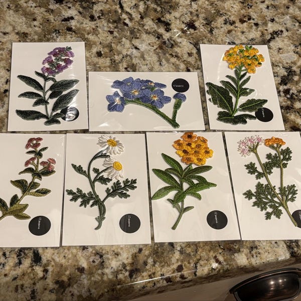 Wild Flower Patch, Flower Patch, Flower Iron-on Patch, Flower Iron-on ...