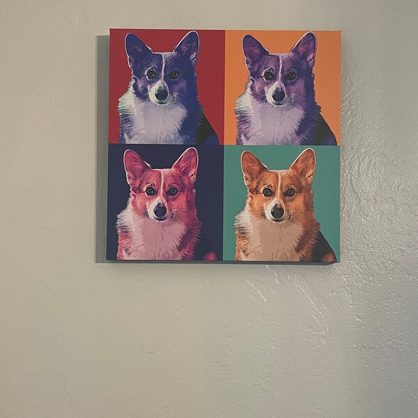 Andy Warhol Custom POP ART Pet Dog Cat Portrait From Photo on Large ...