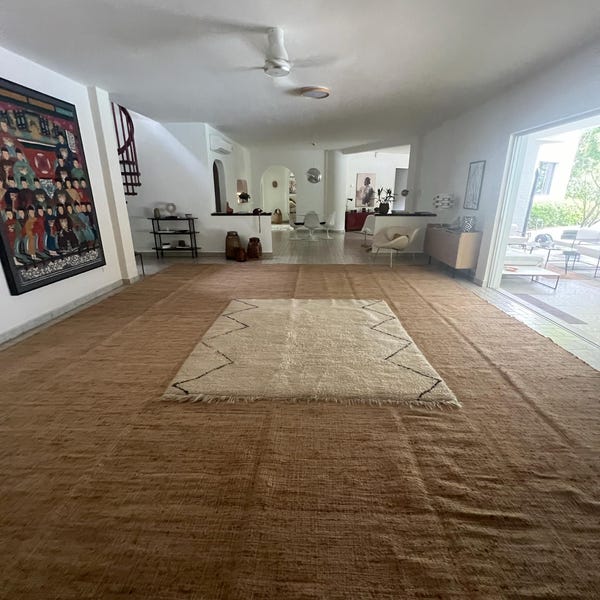 9x15 Jute Rug Ivory Black Flower Natural Jute High Quality Hand Woven ...