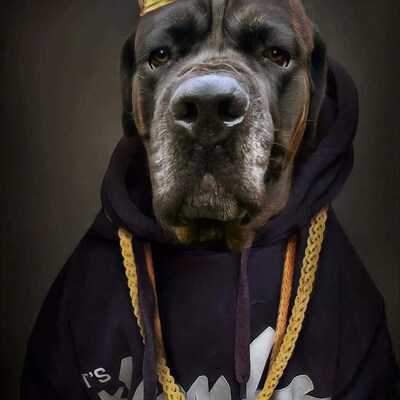 Rap Star Pet Portrait, Music Star Collage Wall Art, Pet Digital ...