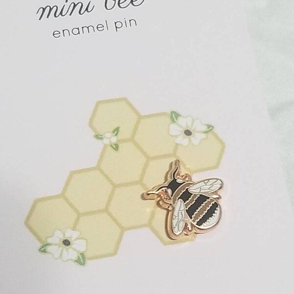 Mini Bee Rose Gold Pin, Tiny Hard Enamel Honeybee Lapel Badge, Nature ...