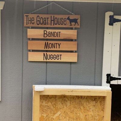 Large the Goat House Hanging Name Sign // Drop Down Name Signs // Wood ...