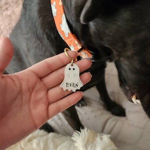 Ghost Pet ID Tag for Dogs and Cats Ghost Name Tag Halloween - Etsy