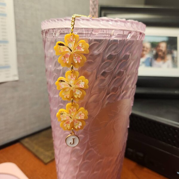 Short Tropical Monstera Stanley Straw Charm, Straw Dangle, Stanley ...