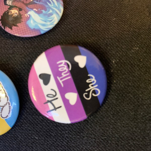 Genderfluid Pride Flag Pronoun Pin Back Button| They/them| She/him| She ...
