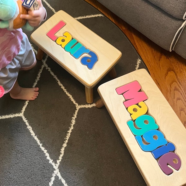 Personalized Wooden Puzzle Step Stool - Etsy