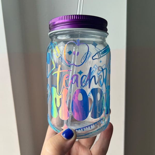 Teacher Glass Can Svg Bundle, Libbey 16 Oz Can Wrap Svg, Retro Teacher ...