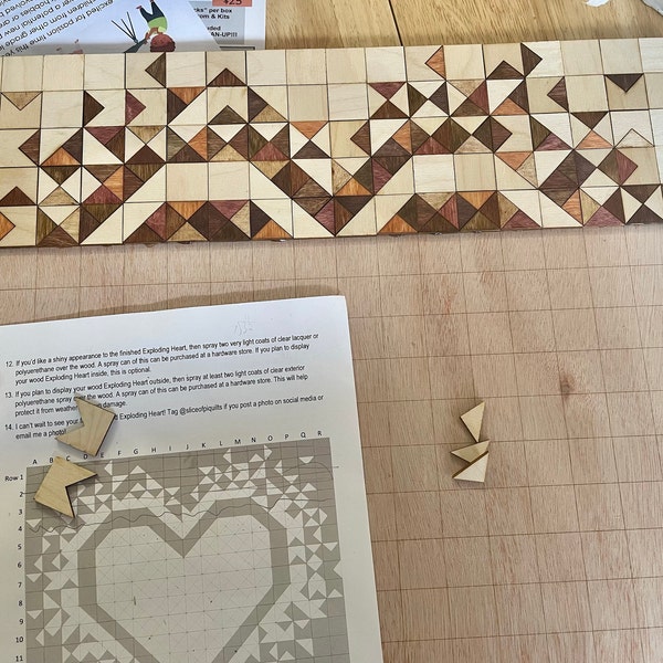 WOOD Exploding Heart Kit [wood Puzzle, DIY Barn Quilt, Wooden Quilt ...