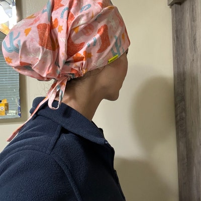 Terrazzo SATIN Lined Scrub Caps, Boho Scrub Caps for Women, Bohemian ...