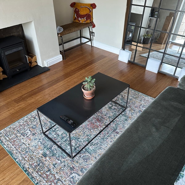 Handmade UK Square Raw Steel/black Metal and Wood Rustic Industrial ...