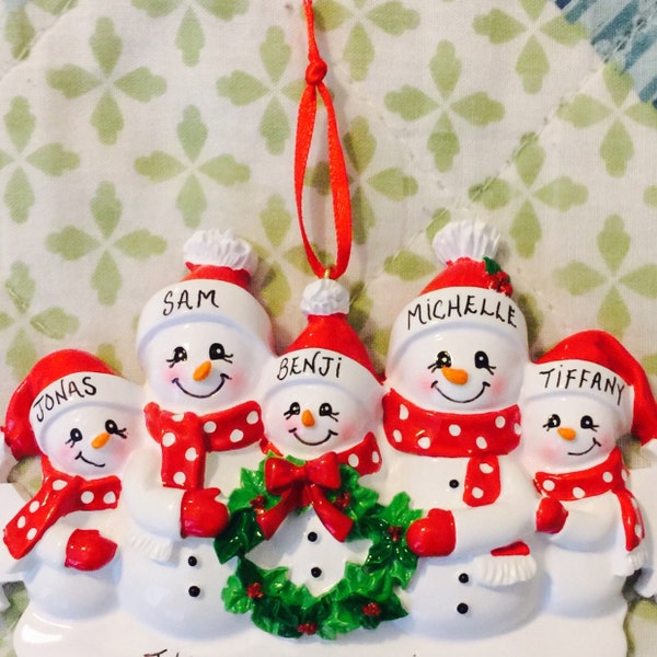 Family of 5 Personalized Christmas Ornament - Family of Five ...
