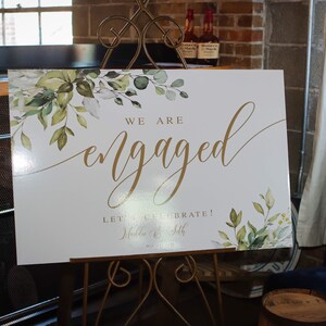 Greenery Gold Engagement Sign Edit With Templett Fully - Etsy