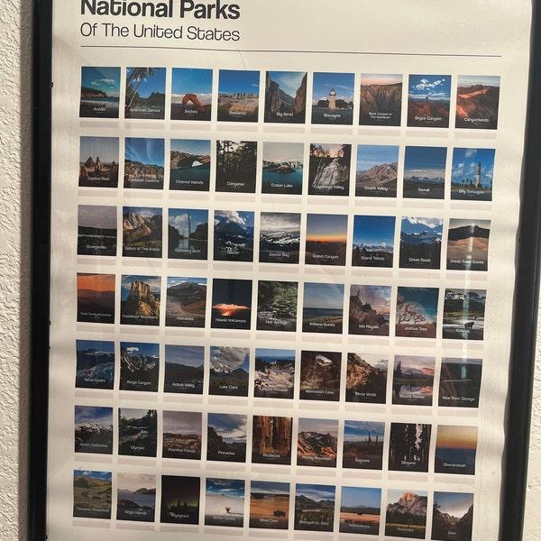 National Park Checklist Poster | All 63 National Parks | Mark the Date ...