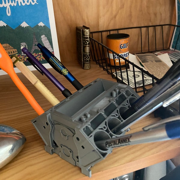 V8 Engine Block Pen Holder / V8 Engine Enthusiast Lover / V8 Pencil ...
