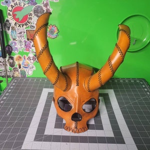 Skull Mask Leather Pattern PDF With Horns by Leatherhubpatterns - Etsy