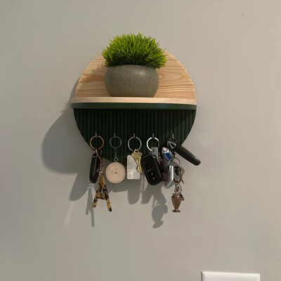 Lavender Color Key Holder With Round Minimalist Shelf, Entryway ...