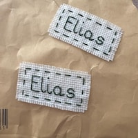 Name Tag ONLY Custom Wording Hand Embroidered Stitched Baby Hats Tags ...