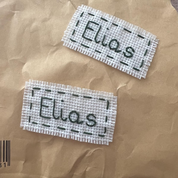 Name Tag ONLY Custom Wording Hand Embroidered Stitched Baby Hats Tags ...