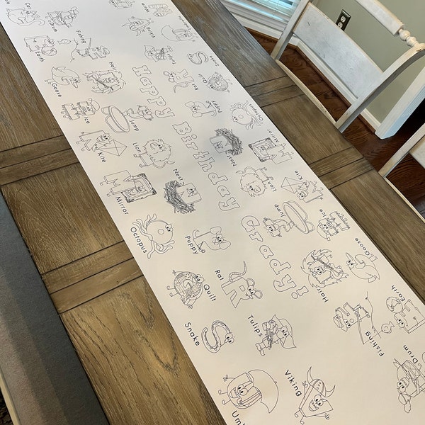 ABC Themed Personalized Alphabet Coloring Table Runner Birthday Party ...