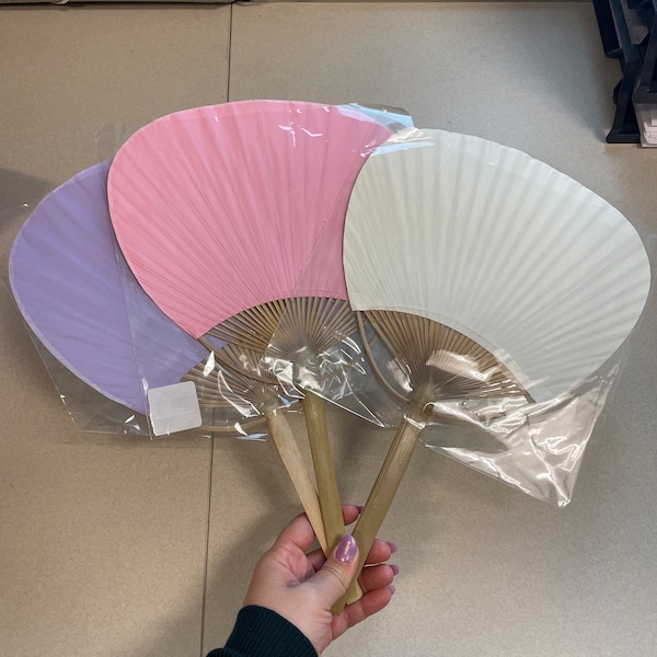 Bamboo Handle Paddle Fans - Paper Paddle Fans - Wedding Favor - Summer ...
