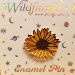 Sunflower Enamel Pin Boho Yellow Flower Floral Hat Pin Wildflower Co ...