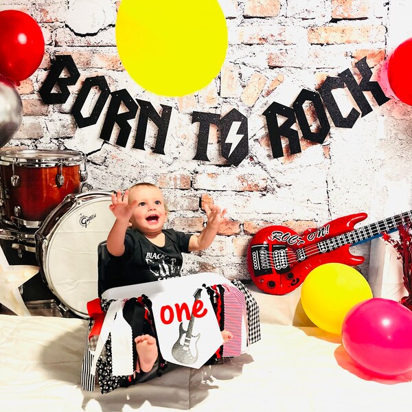 One Rocks High Chair Banner - Boys First Birthday Banner - First ...