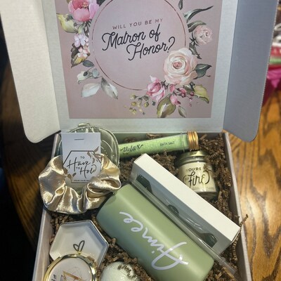 Sage Bridesmaid Proposal Gift Box, Green Maid of Honor Gift With ...
