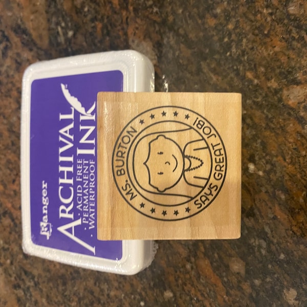 Personalized Female Teacher Rubber Stamp | Custom Classroom Gift for ...