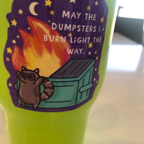 Dumpster Fire Raccoon Sticker for Laptop Stanley Cup Sticker Gift for ...
