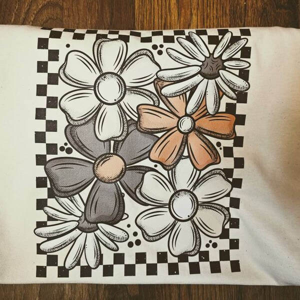 Fall Checker Florals DTF Transfers Ready for Press, Fall DTF Prints ...