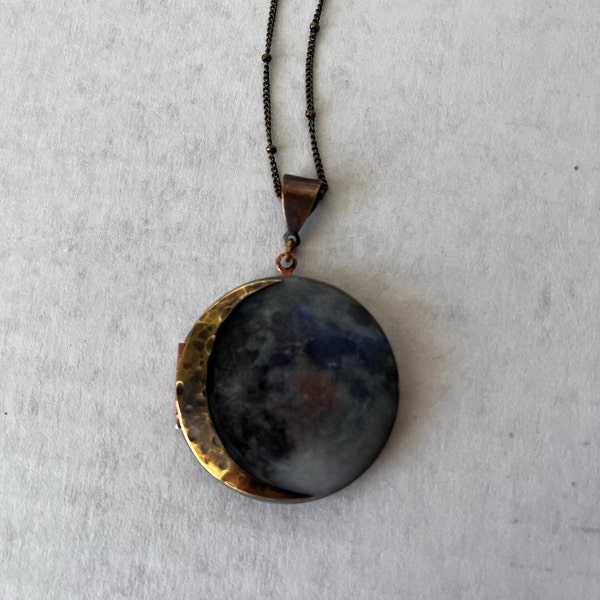 Vintage Locket Moon Necklace • Personalized Gift Jewelry • Celestial ...