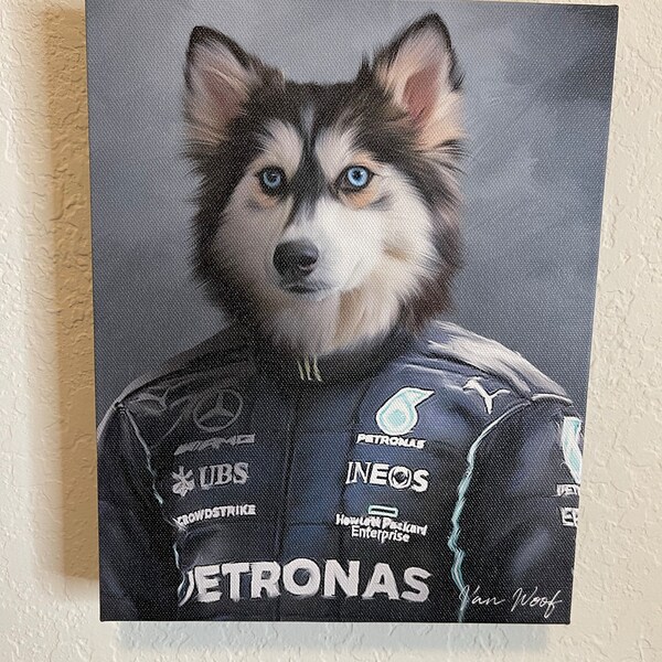 Red Ball, Formula Racing Car, F1 Driver Team Pet Portrait, Custom Dog ...