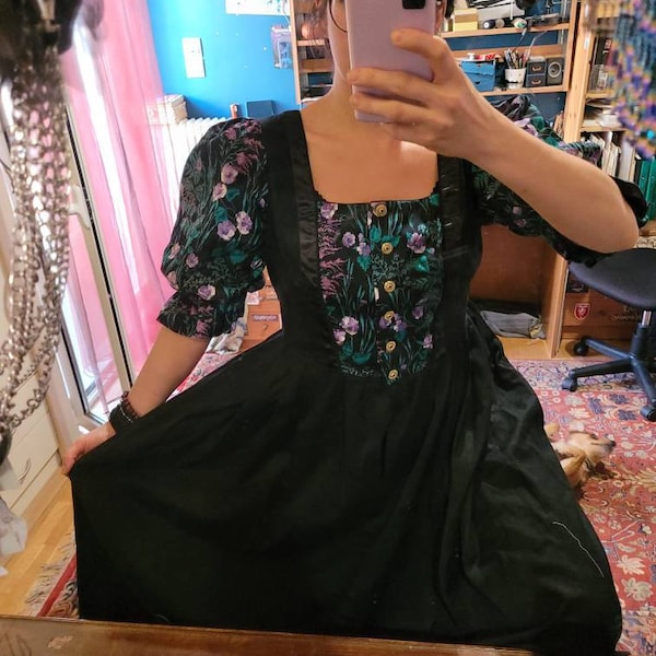 Floral Dress Puffy Sleeves Victorian Style Dres V Waist/cottage Core ...