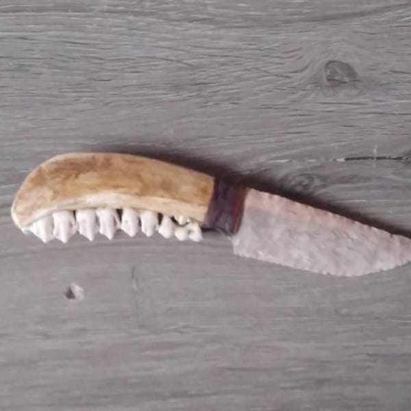 India Agate Knife W/ Olive Wood Handle Flint Knapping by Steve Zamjohn ...