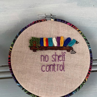 PDF PATTERN No Shelf Control, Beginner Embroidery Pattern, Bookworm ...