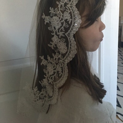 Flower Girl Veil, Lace Veil, First Communion Veil, Catholic Veil, Holy ...
