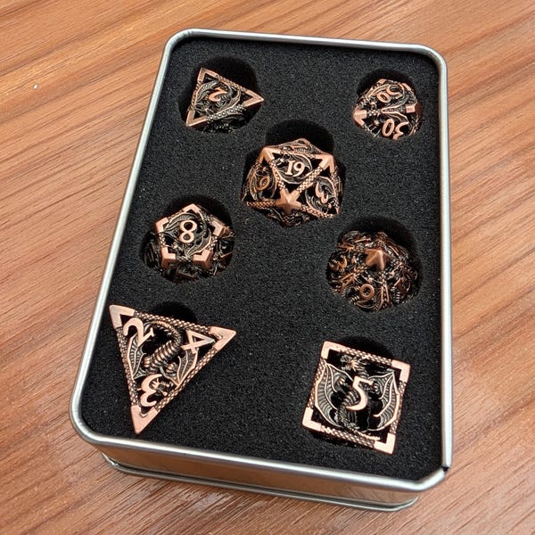 Dark Black Dice, Skull Dice Set, Black DND Dice, Black Metal Dice, RPG ...