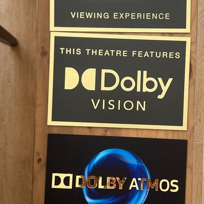 Dolby Atmos Home Theatre Signs Signage Cinema Decor Laser Router Gold ...