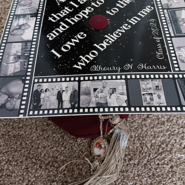 Custom Photo All That I Am & Hope to Be Graduation Cap Topper, Thankful ...