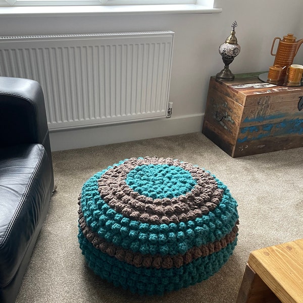 CROCHET PATTERN Bobbles Pouf Video Tutorial Diy Tutorial Crochet Pouf ...