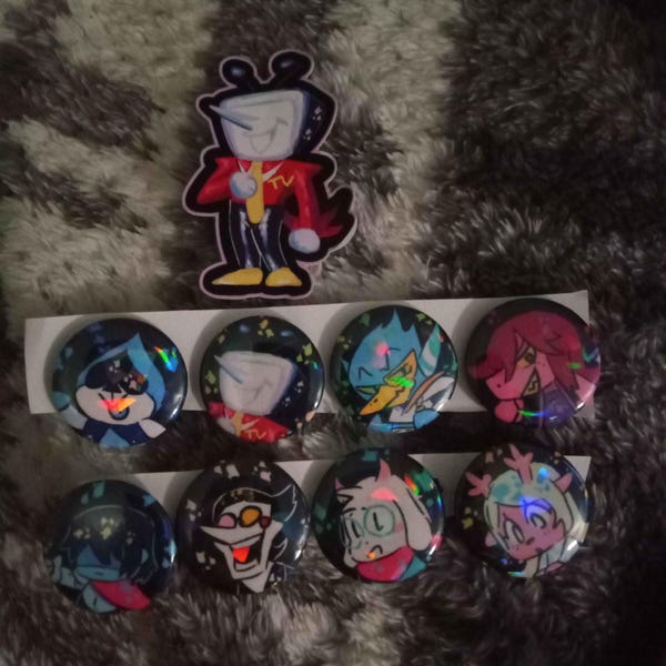 Deltarune Undertale Button Pins – 1 Inch Holographic Pin Set – Sans ...