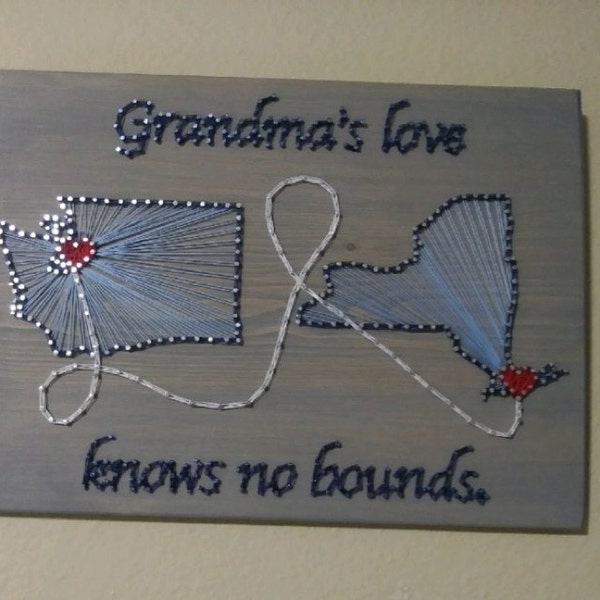Grandparents Two State/country String Art Sign, Grandma Grandpa, Family ...