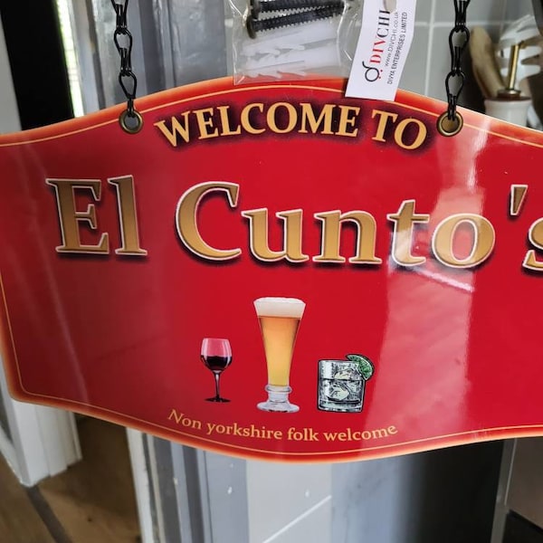Personalised Barrel Shaped Pub Shed Hanging Swing Sign With Bracket ...