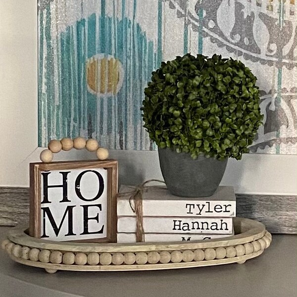 Set of 3 Books Custom Personalized Stacked Books //home Books//neutral ...