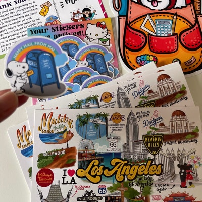 Traveling Sticker Postcards set of 5 Postcards - Etsy