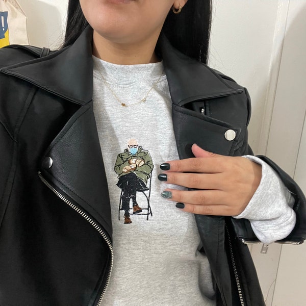 Embroidered Bernie Sanders Inauguration 2021 Sweatshirt | Grey Bernie ...