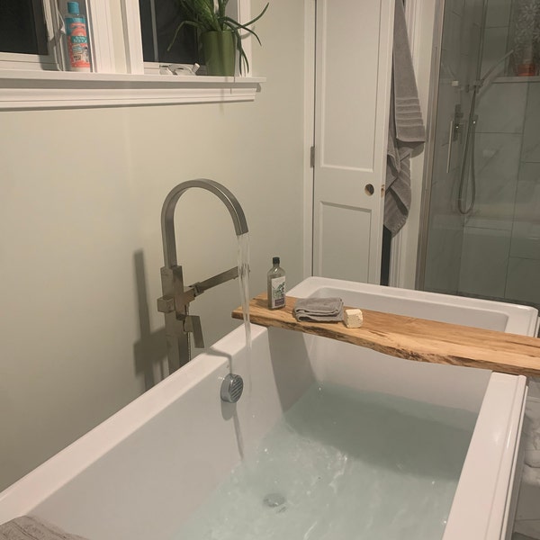 Live Edge Bath Board, Walnut Wood Bathtub Tray, Wooden Bath Shelf, Bath ...