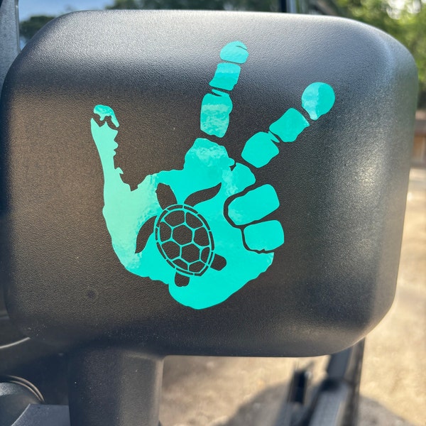 Set of 2 Sea Turtle Hand Wave Decals for Jeep Side Mirrors - Hand Wave ...