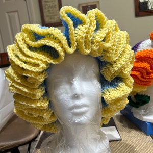 Crochet Granny Square Bucket Hat Crochet Ruffle Brim Hat Granny Square ...