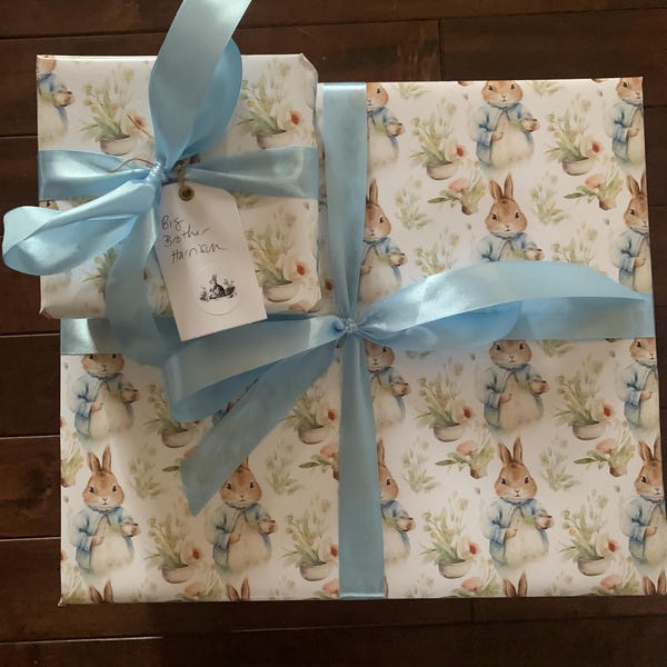 Vintage Rabbit Wrapping Paper Roll Vintage Rabbit Baby Shower Gift Wrap ...